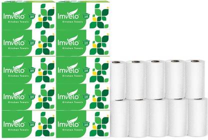 IMVELO 4 Ply Kitchen Tissue Paper Roll - 10 Rolls (160 Pulls/Roll ...