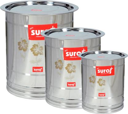 suraj Stainless steel container (30+25+20Ltr pack of 3) for storage ...