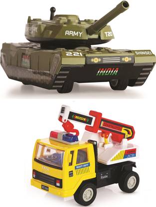 DEALbindaas Combo of Crain & Battle Tank Pull Back Die-Cast Door ...