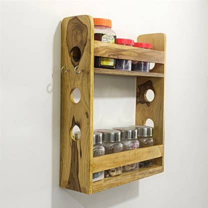Wisekrafter Teak Wood Wall Mounted Kitchen (Multipurpose) Storage Racks ...