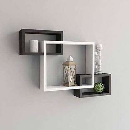VIHAAN DESIGN AND DECOR Intersecting Wall Shelves for Living Room MDF ...