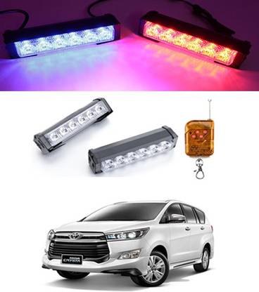 AYW Dual 6LED/12V Police Light Blue/Red with Remote For Innova Crysta ...