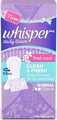 Whisper Clean and Fresh Daily Liners - 20 Count Sanitary pads ...