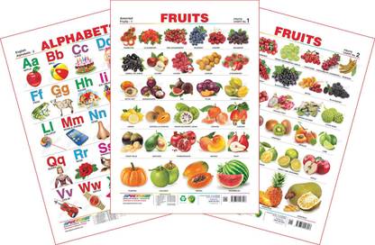 Spectrum Set of 3 Educational Wall Charts (English Alphabets, Assorted ...