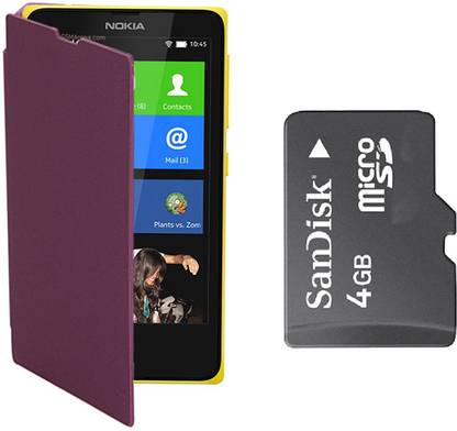 Koloredge Flip Cover and SanDisk 4GB Memory Card for Nokia X Accessory ...