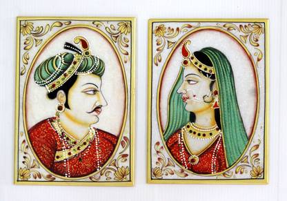 SR Crafts Raja Rani painting Watercolor 7 inch x 5 inch Painting Price ...