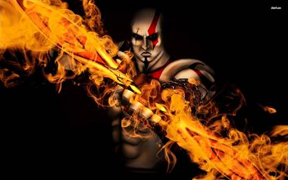 Kratos shooting fire - God of War Athah Fine Quality Poster Paper Print ...