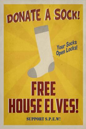 EurekaDesigns Poster Donate A Sock - Free House Elves Paper Print ...