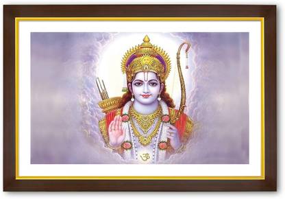 Gold Outlined Wood Framed Lord Rama Fine Art Print - Religious posters ...