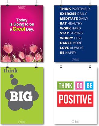 A3 Sized Poster Set for Positive Thinking Set of 4 by QuoteSutra Paper ...