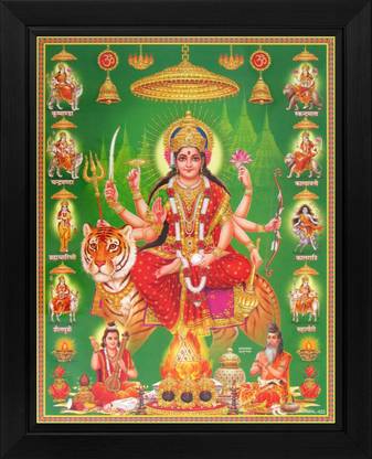Goddess Amba / Ambaji / Maa Sheravali Poster Paper Print - Art ...