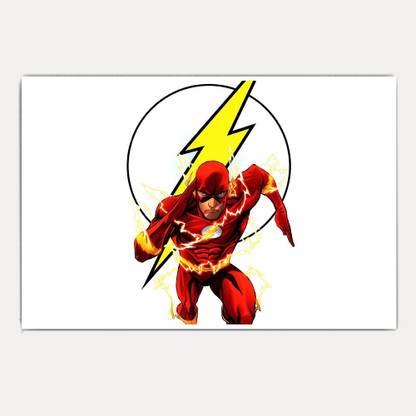 The Flash The Running Pose White (18x12) Paper Print - Abstract posters ...