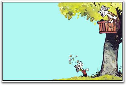 Calvin and Hobbes climbing the tree Paper Print - Animation & Cartoons ...
