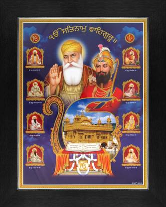 Guru Nanak and Gobind Singh with All Sikh Gurus Poster Paper Print ...