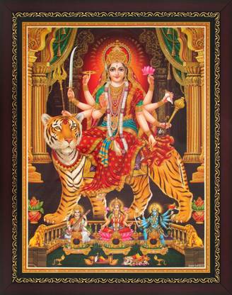 Goddess Amba / Ambaji / Maa Sheravali Poster Paper Print - Art ...