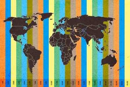 World Map with Color Time Zone Paper Print - Maps posters in India ...