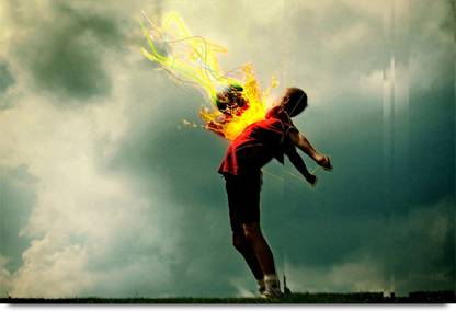 Football Fireball Defense Sports Paper Print - Sports, Abstract posters ...
