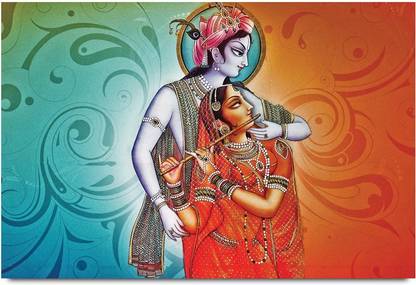 Handdrawn Radha Krishna Paper Print - Religious posters in India - Buy ...