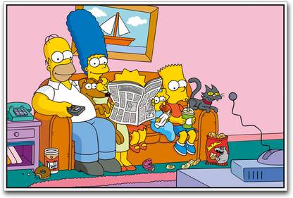 The Simpsons watching TV Paper Print - Animation & Cartoons, Comics ...