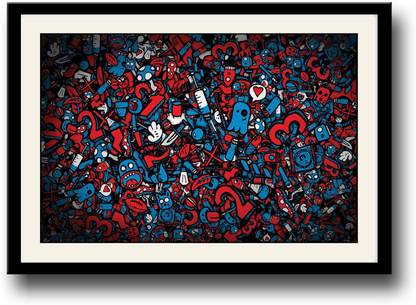 Blue & red abstract characters Fine Art Print - Animation & Cartoons ...