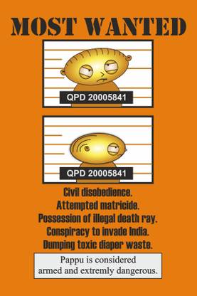 Most Wanted Funny Poster Paper Print - Animation & Cartoons, Quotes ...