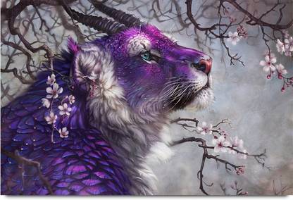 Violet Lion Paper Print - Animals posters in India - Buy art, film ...