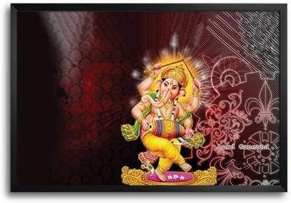 Lord Ganesha Playing Dhol Framed Photographic Paper - Religious posters ...