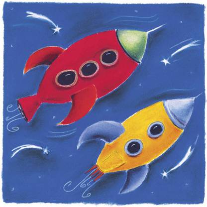 Two Rockets Blast Off Fine Art Print - Dona Turner posters - Animation ...