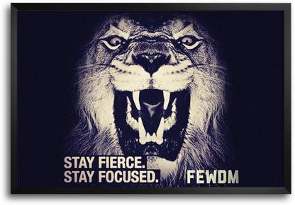 RangeeleInkers Stay Focused Lion Laminated Frame Poster Paper Print ...