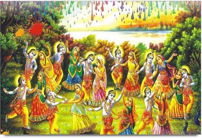 Amy Lord Krishna Avatar Playing Holi with Village Gopiya 3D Poster ...