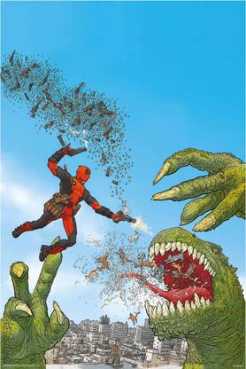 Deadpool & Dinosaur (Officially Licensed) poster Paper Print - Movies ...