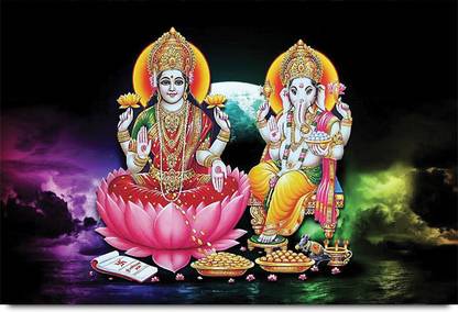 Dhan Laxmi Maa and Ganesh Ji Paper Print - Religious posters in India ...