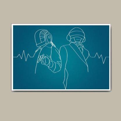 Daft Punk Single Line Art Wall Hang Fine Art Print - Abstract posters ...