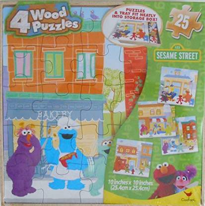 Cardinal Sesame Street 4 Wood Puzzle Pack in Storage Box - Sesame ...