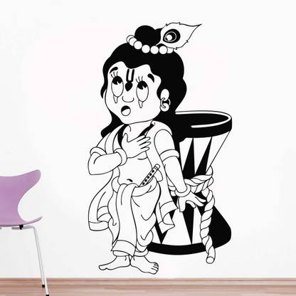 Vsquare Studio 53 cm Lord Krishna Wall Sticker Self Adhesive Sticker ...
