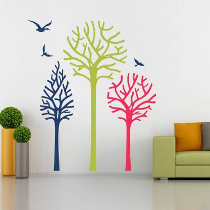 Impression Wall 60 cm Trees Wall Sticker Self Adhesive Sticker Price in ...