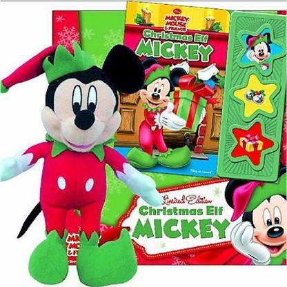 DISNEY Mickey Mouse Limited Edition Christmas Elf Mickey Book and Plush ...