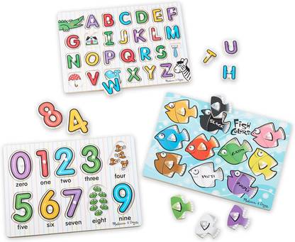 MELISSA & DOUG Classic Wooden Peg Puzzles, See-Inside Alphabet ...
