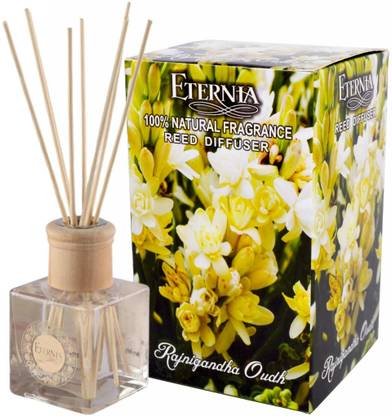 ETERNIA Rajnigandha Oud Reed Diffuser Set for Living Room, Washroom ...