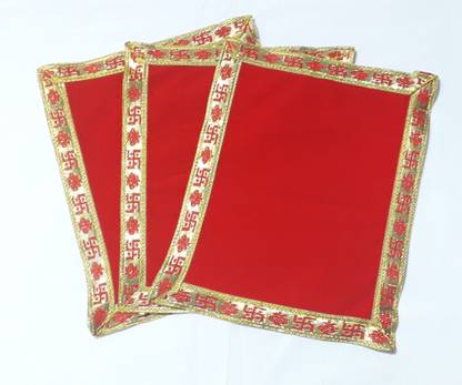 R D Handicraft Red Velvet Pooja Aasan Cloth / Red Puja Cloth for Home ...