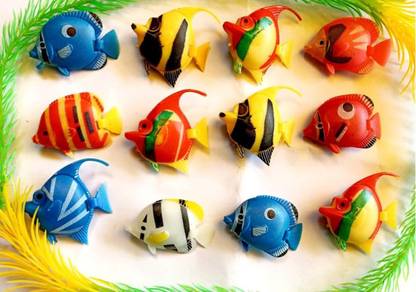 Kridhya Plastic Artificial Fish for Aquarium Tank ( 24 Pieces) Flourite ...