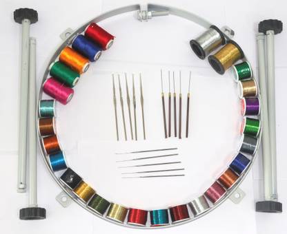 Dealx 16Inch White Aari Stand with Frame, Threads And Needles Combo ...