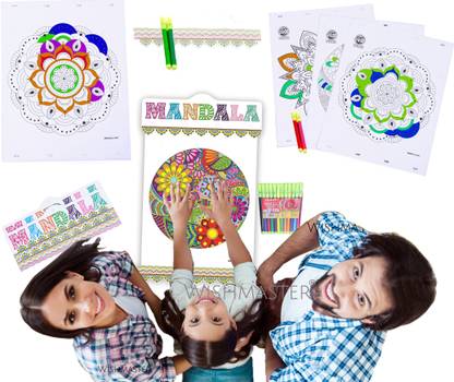 Miniature Mart Doodle Art Coloring Kit For 5-99 Years 20 Sheets + 12 ...