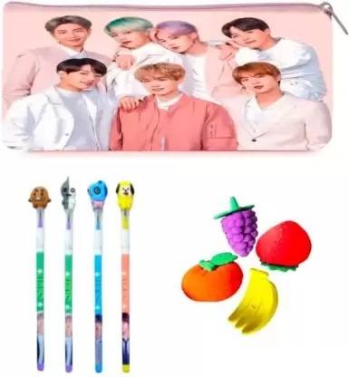 Flipkart.com | TIDDHI bts army stationery set 1 pouch 1 fruit eraser 4 ...