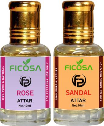 Ficosa Rose Attar and Sandal Attar Combo Pack of 2 (10ml) Attar Floral Attar Floral Attar Price ...