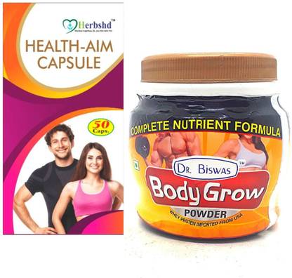 Dr. Biswas Body Grow Powder 200gm & Health Aim 50 Caps For Good Looking ...