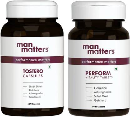 Man Matters Performance Kit for Men | 60 Shilajit Tostero Capsules | 60 ...