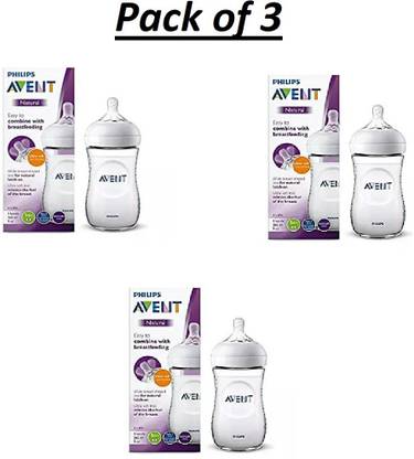 PHILIPS Avent Natural Feeding Bottle SCF033/10 (Pack of 3) - 260 ml ...
