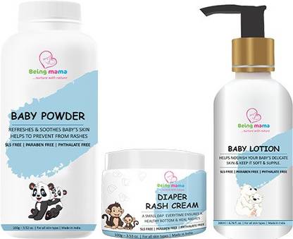 Being mama Baby Powder (100 g) Diaper Rash (100 g) Baby Lotion (200ml ...