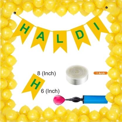 Balaji Haldi Banner-HaldiCeremonyBanner,30 Balloons,Pump,Arch Combo ...